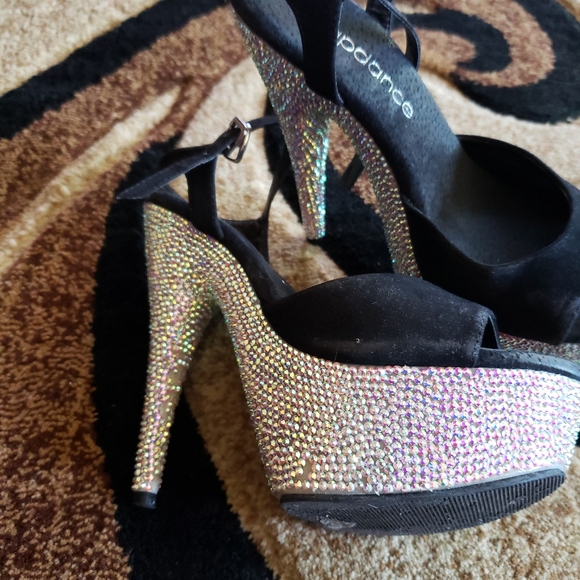 lapdance | Shoes | 6in Rhinestone Black Suede Platform Heel | Poshmark